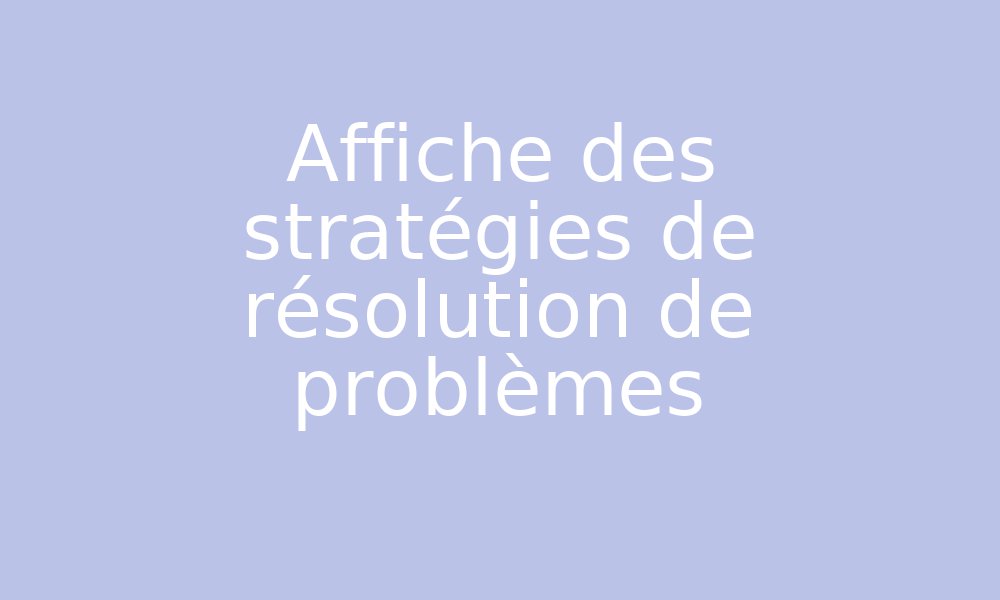 Affiche des stratégies de résolution de problèmes par atelier.on.ca ...