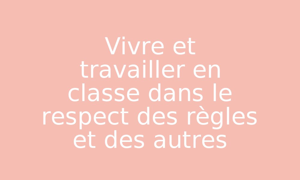 Vivre et travailler en classe dans le respect des règles et des autres ...